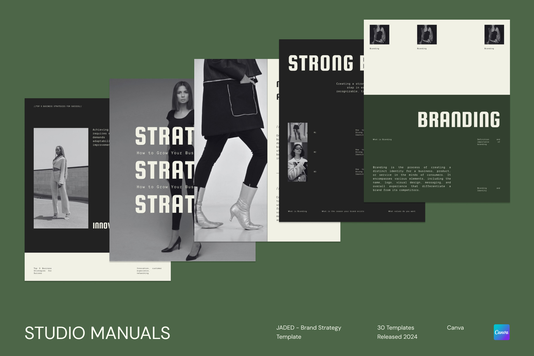 JADED Brand Strategy Template – 30 Customizable Canva Posts