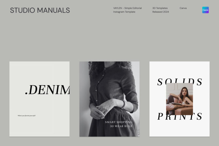VAYLEN – Simple Editorial Instagram Template for Canva