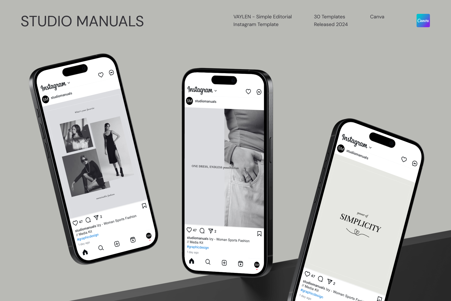VAYLEN – Simple Editorial Instagram Template for Canva