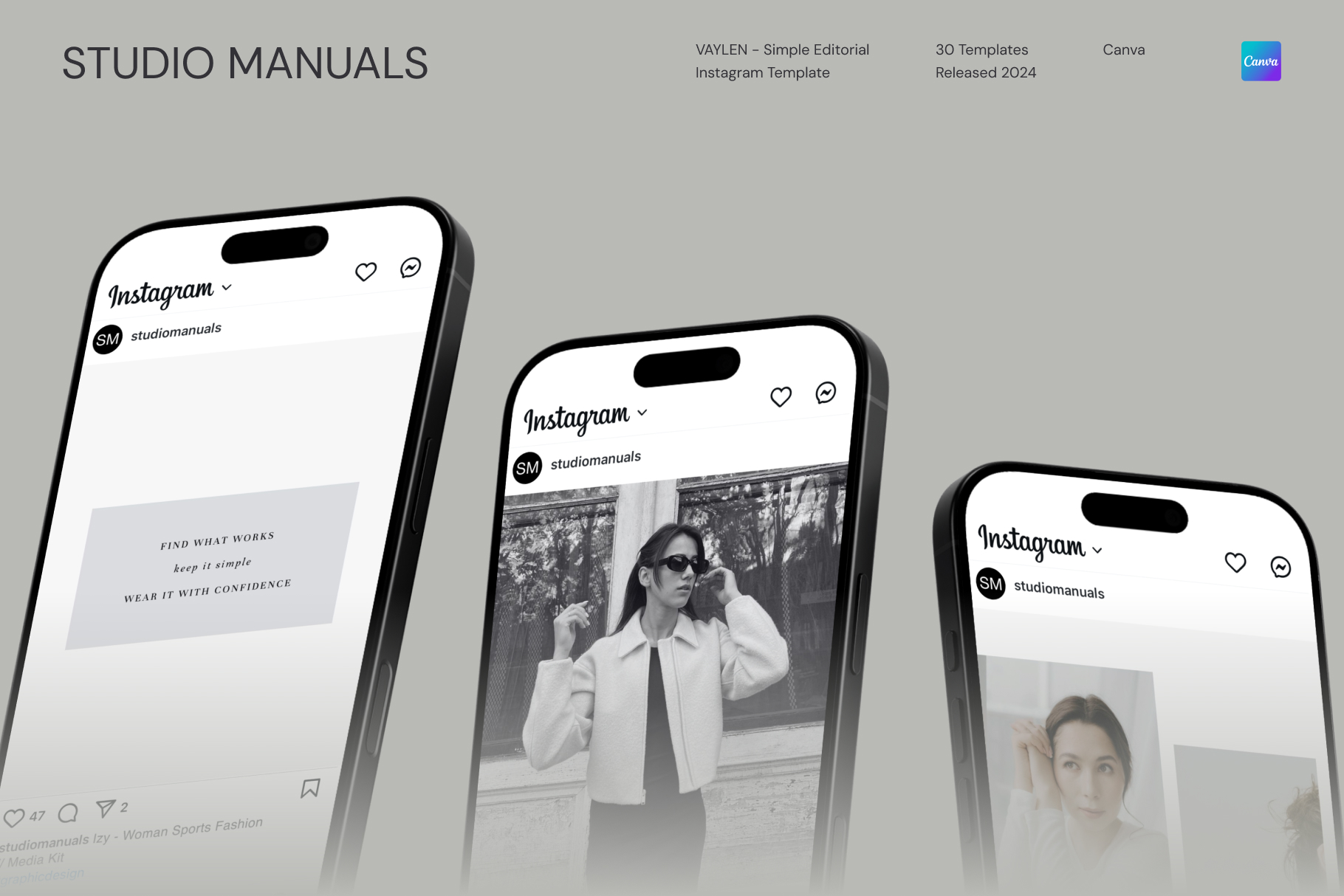 VAYLEN – Simple Editorial Instagram Template for Canva