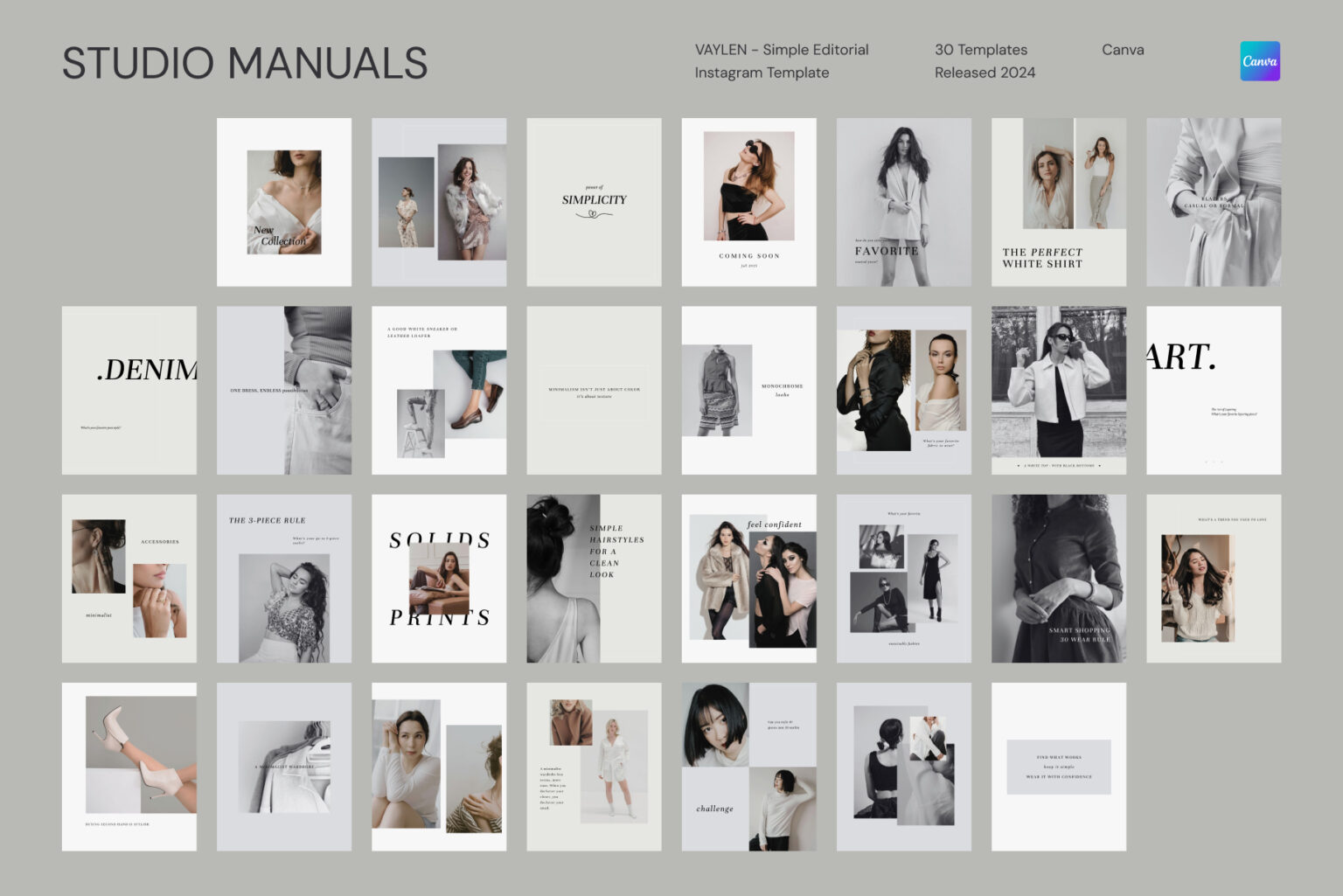 VAYLEN – Simple Editorial Instagram Template for Canva