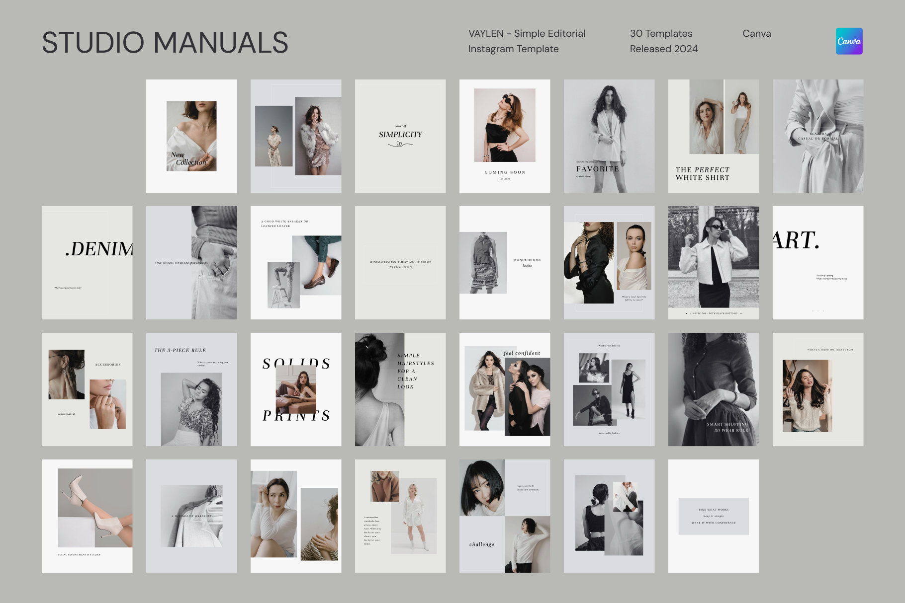 VAYLEN – Simple Editorial Instagram Template for Canva