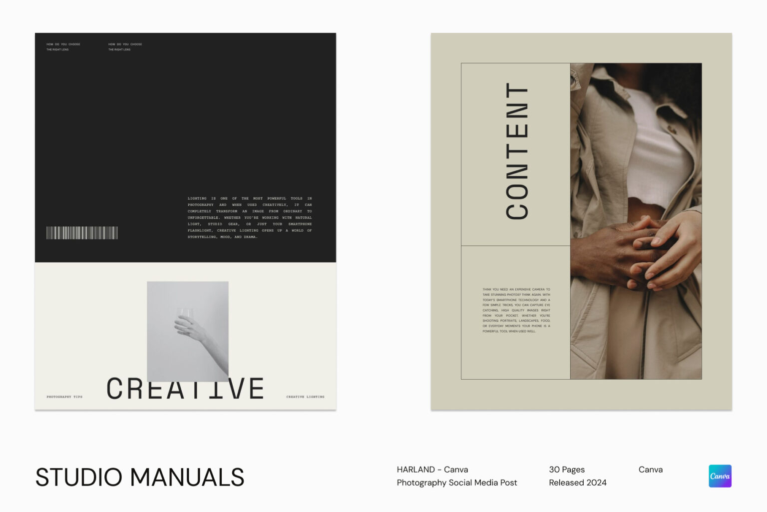 HARLAND – Canva Photography Social Media Post Templates